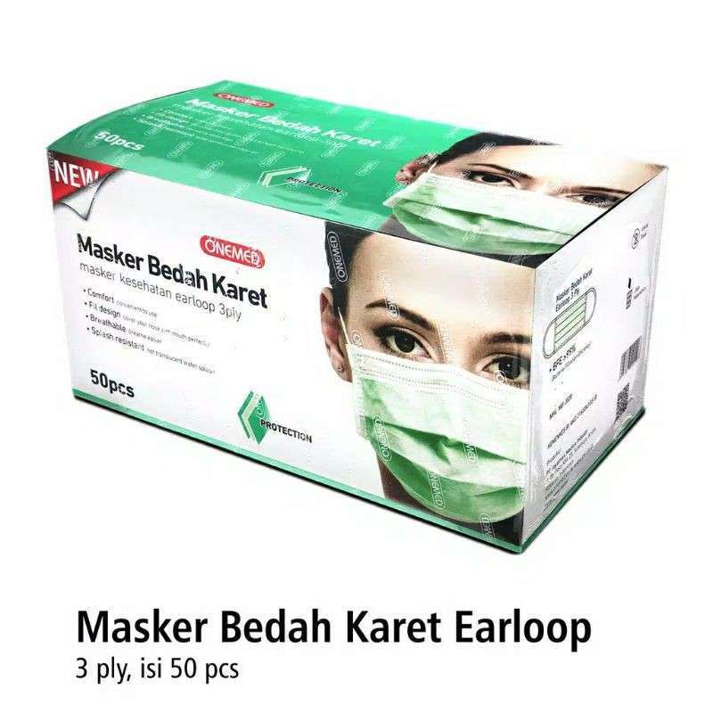 Jual Masker Bedah Karet Earloop 3ply Onemed isi 50pcs / Masker Medis ...