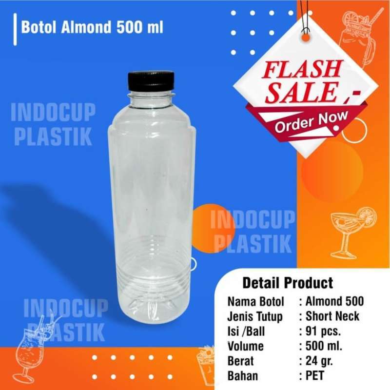 Jual botol almond 500 ml / Botol Plastik 500 ml - Tanpa Kardus Biru di ...