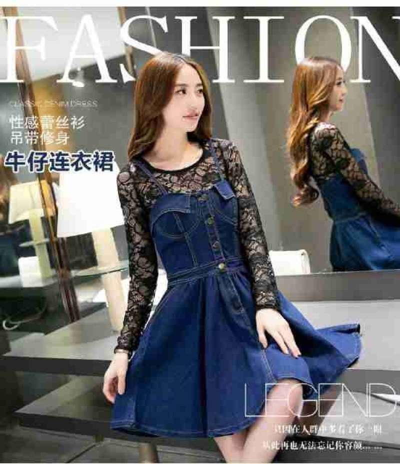 Jual [fiona VL] pakaian wanita dress warna biru kombi hitam di Seller ...