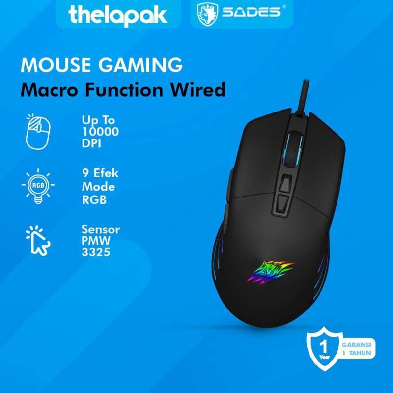 Jual Mouse Gaming RGB Sades Void S40 Efek 9 Mode RGB DPI upto 10000 ...