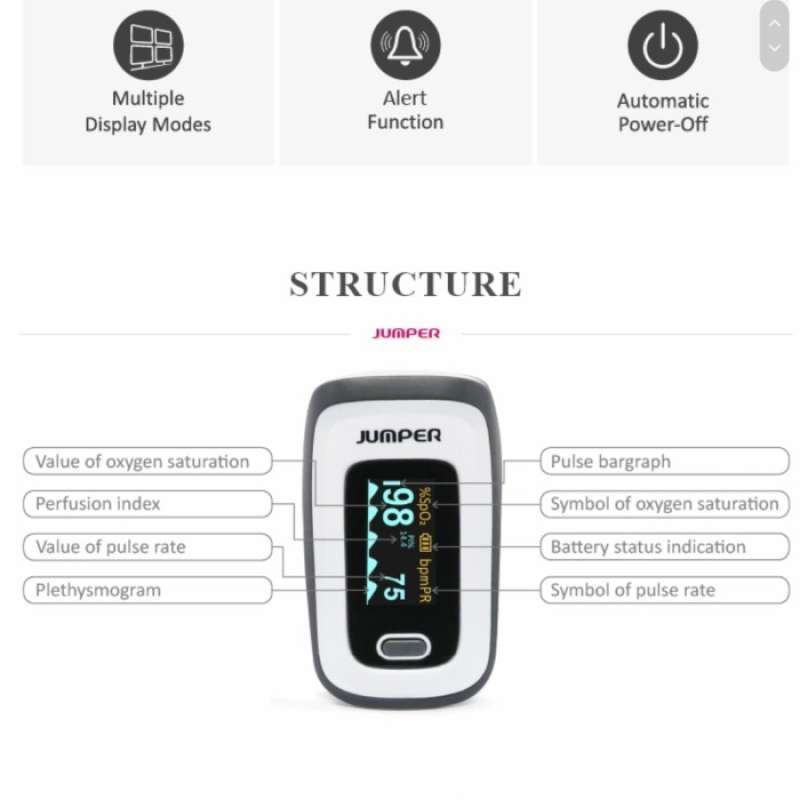 Jual Alat Ukur Saturasi Oksigen Spo2 Jumper Jpd500e Oled Di Seller Ella ...