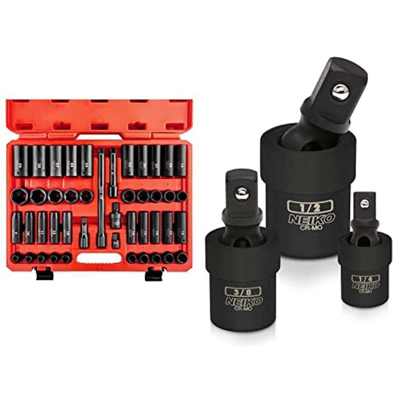 Promo NEIKO 02330A 1/2” Drive Metric Impact Socket Set | 45 Piece ...