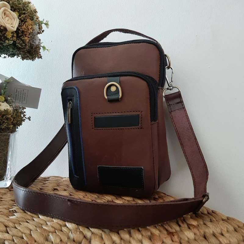 Jual Tas Pinggang Pria Selempang Multifungsi Bahan Kulit Asli Sapi ...