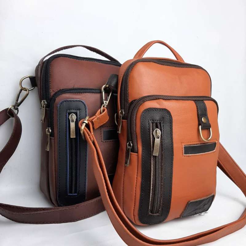 Jual Tas Pinggang Pria Selempang Multifungsi Bahan Kulit Asli Sapi ...