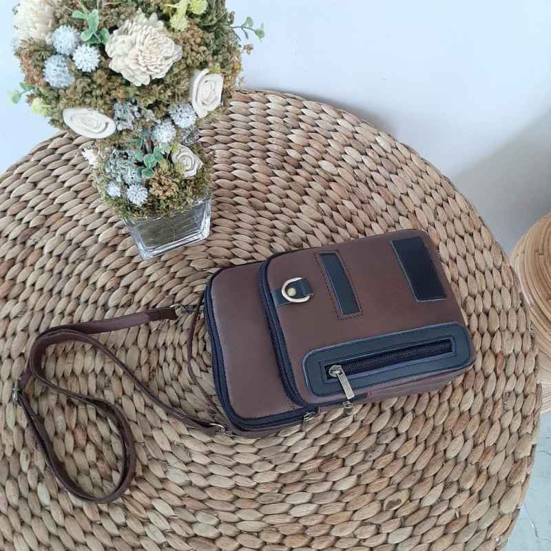 Jual Tas Pinggang Pria Selempang Multifungsi Bahan Kulit Asli Sapi ...