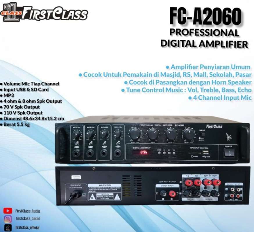 Jual POWER AMPLIFIER FRISTCLASS FC A2060 ORIGINAL AMPLI KARAOKE BLUETOOTH di Seller Smartans ...