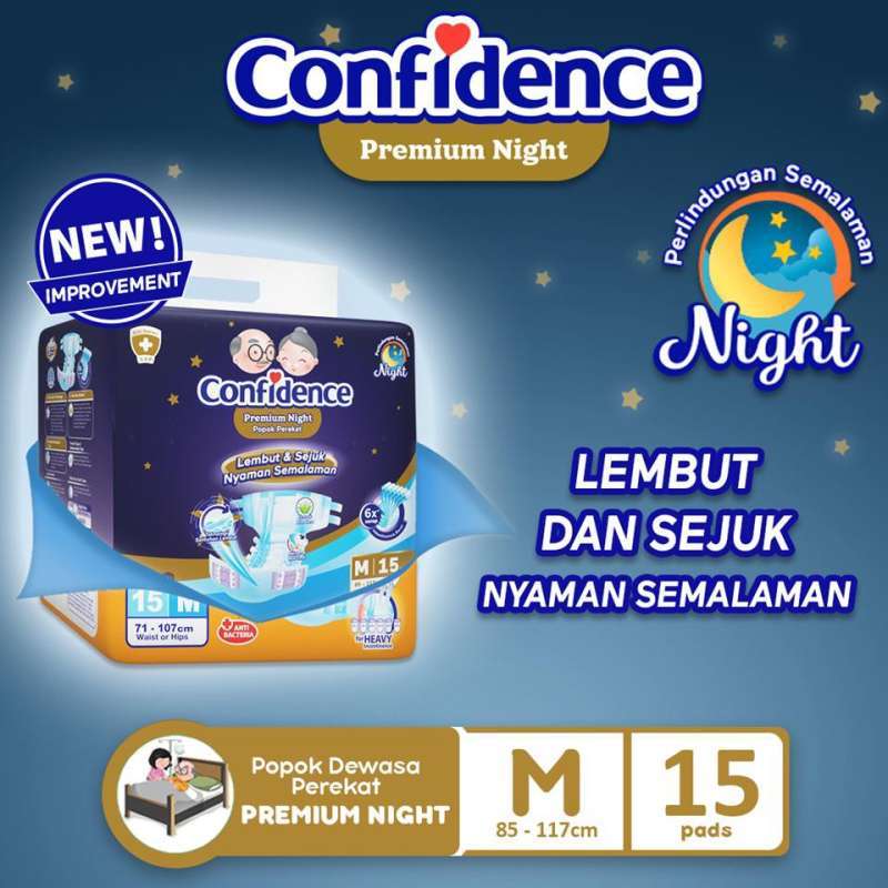 Promo Confidence Premium Night Adult Diapers M15 Diaper Dewasa Diskon ...