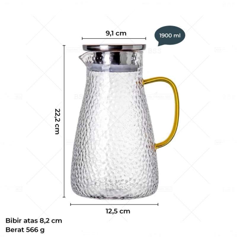 Jual Water Jug Glass Ripple Teko Kaca Pitcher Air Minum Borosilicate ...