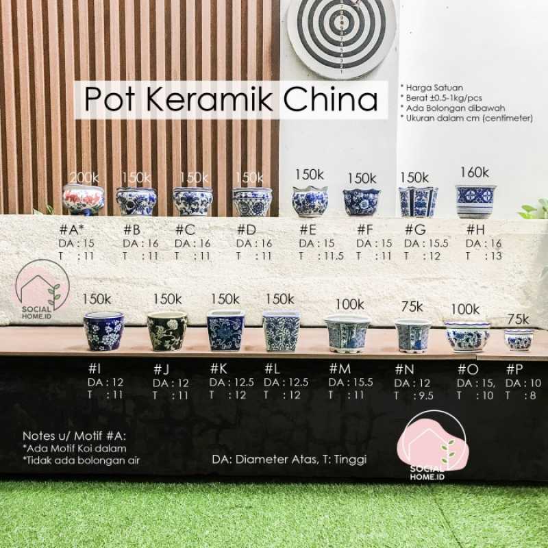 Promo Pot Keramik China Putih / Porcelain / Guci / Biru Putih Diskon 10 ...