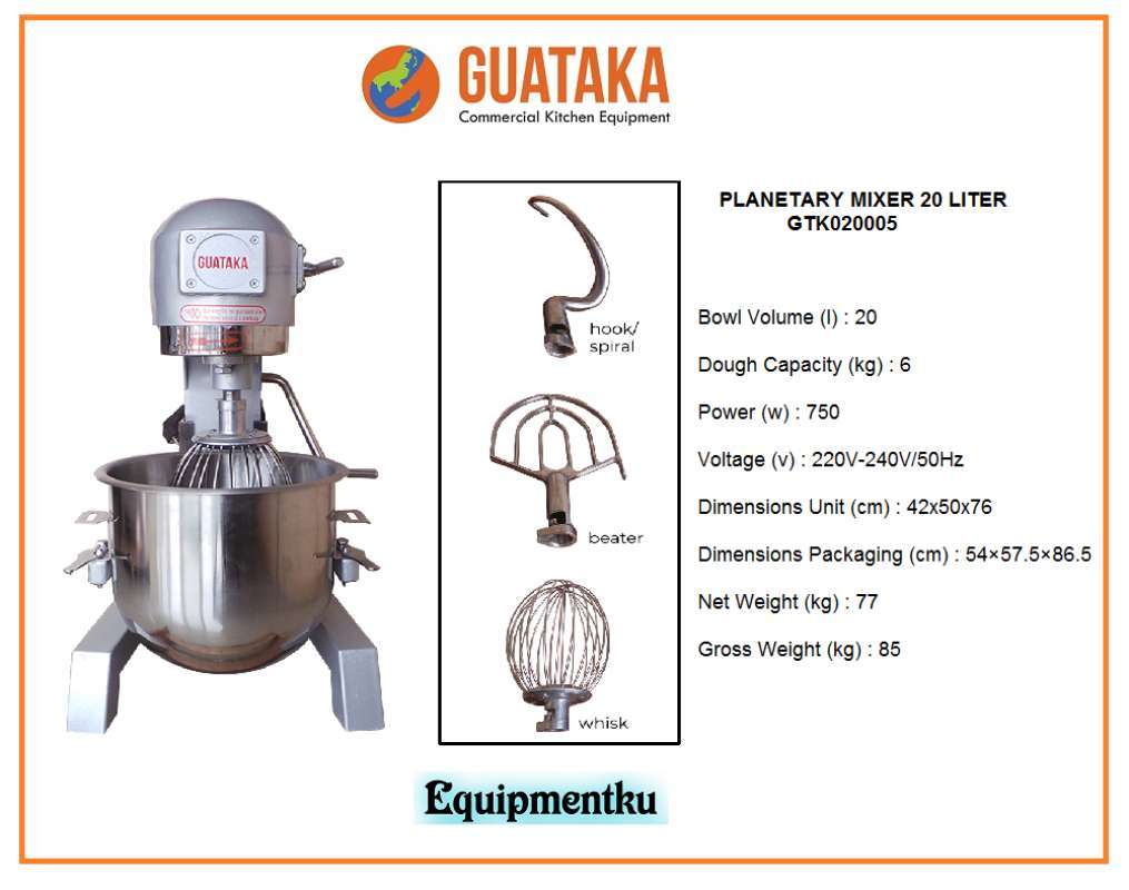 Jual PLANETARY MIXER 20 LITER GUATAKA GTK020005 di Seller Myequipment ...