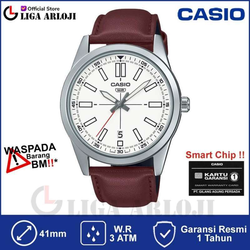 Jual Casio Mtp Vd02l 7eudf Jam Tangan Pria Analog Mtp Vd02l 7e Kulit Coklat Di Seller