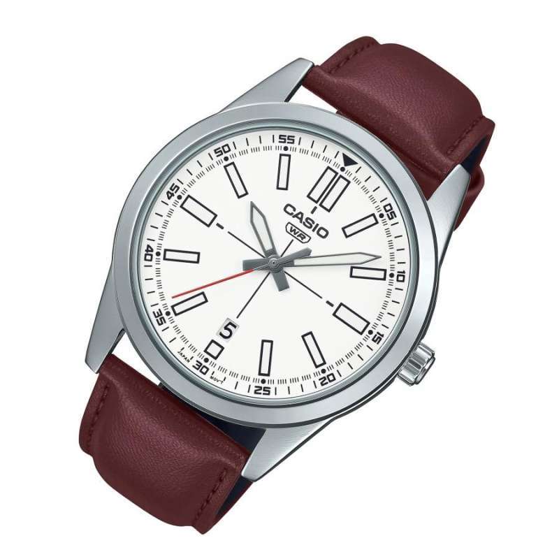 Jual Casio Mtp Vd02l 7eudf Jam Tangan Pria Analog Mtp Vd02l 7e Kulit Coklat Di Seller