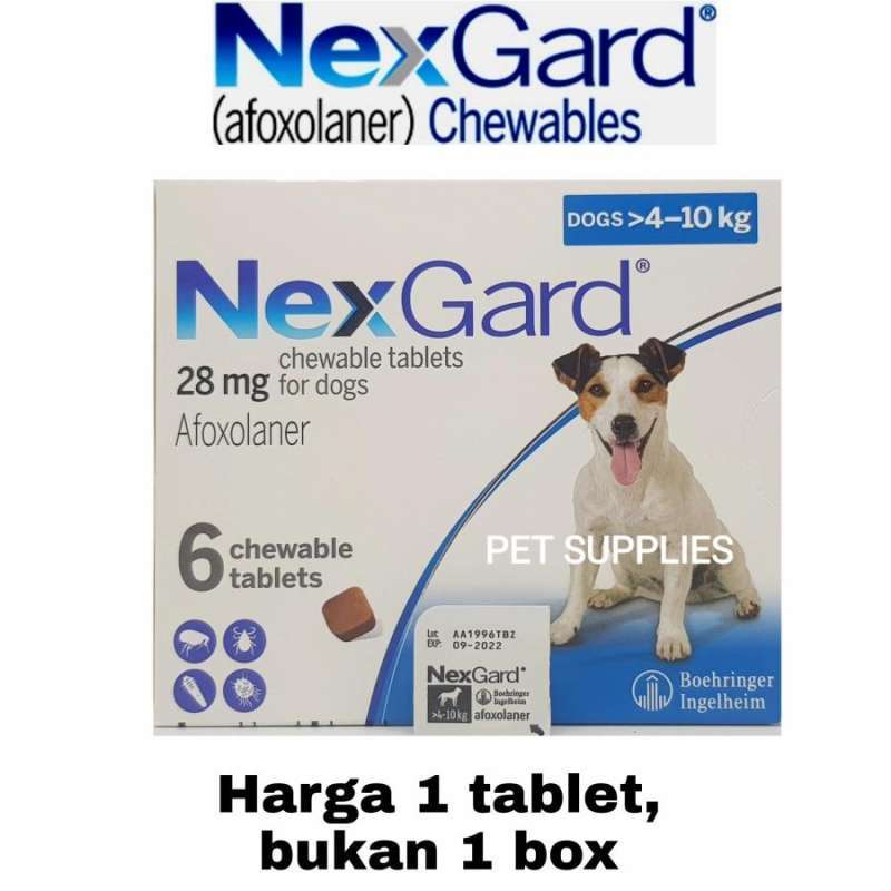Jual obat kutu anjing dan demodex NEXGARD size M (4-10 kg), ORIGINAL ...