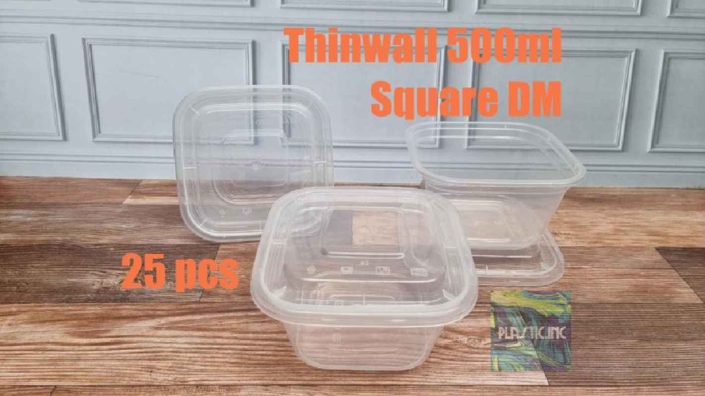 Jual Thinwall 500ml Square/Box Kotak Plastik/Thinwall 500 ml Persegi di ...