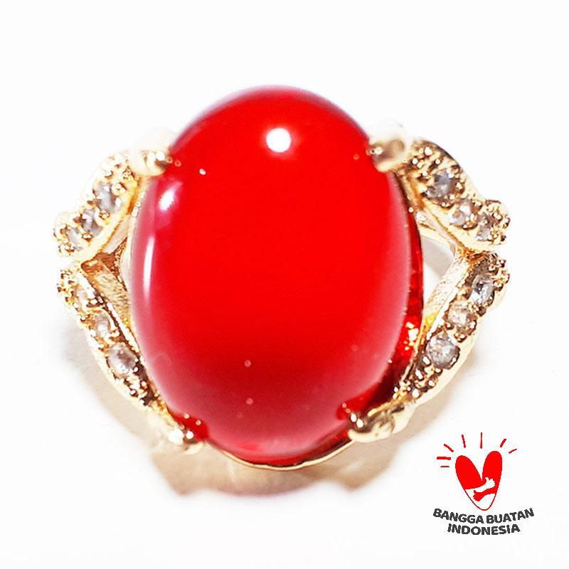 Promo VeE Lapis Emas Batu Merah Delima Siam Oval Cincin Wanita Diskon ...