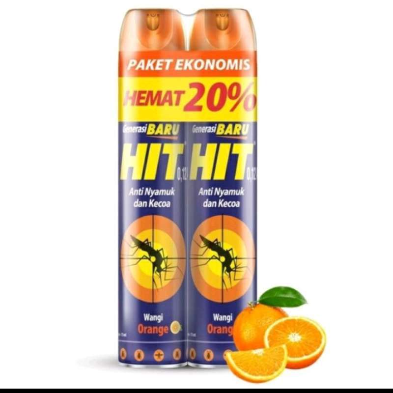 Jual Hit anti nyamuk dan kecoa obat semprot Orange 600 Ml Isi 2 Pcs di ...