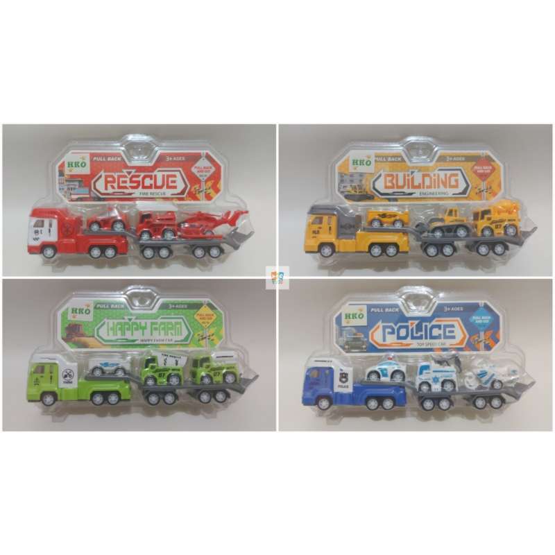 Jual Mainan Mobil Pull Back Truck Trailer Construction Truk Konstruksi ...