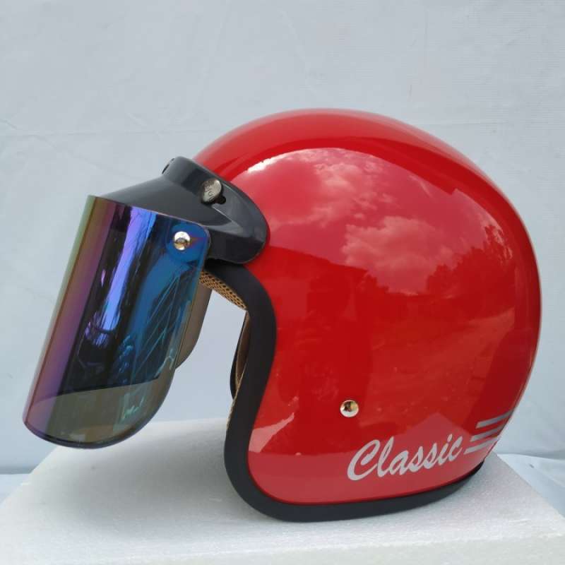 Jual Helm classic retro model bogo helm dewasa merah ferrari glossy di ...