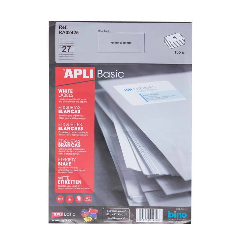 Jual Apli #ra02425 Label Basic A4 [70 X 30 Mm/ 135 Unit/ 2 Pack] Di ...