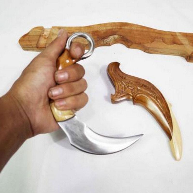 Promo Nuza Ukir Batik Full Tang Super Tajam Pisau Kerambit Diskon 40% Di Seller Dafa Nadira ...