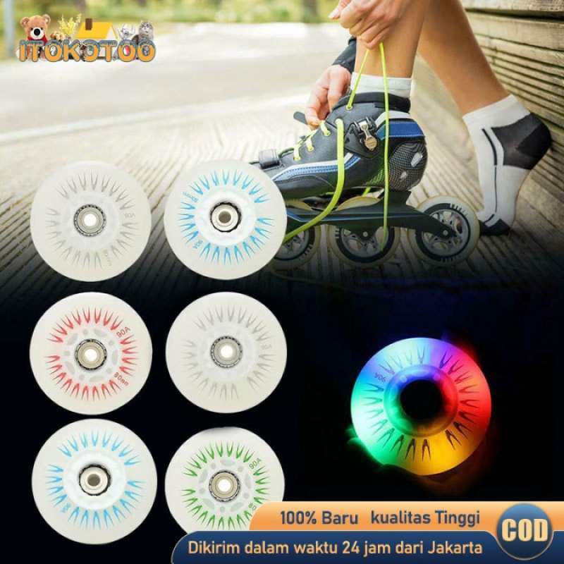 Jual RODA SEPATU RODA KARET LED 70MM BAN SEPATU RODA ROLLER SKATING ...
