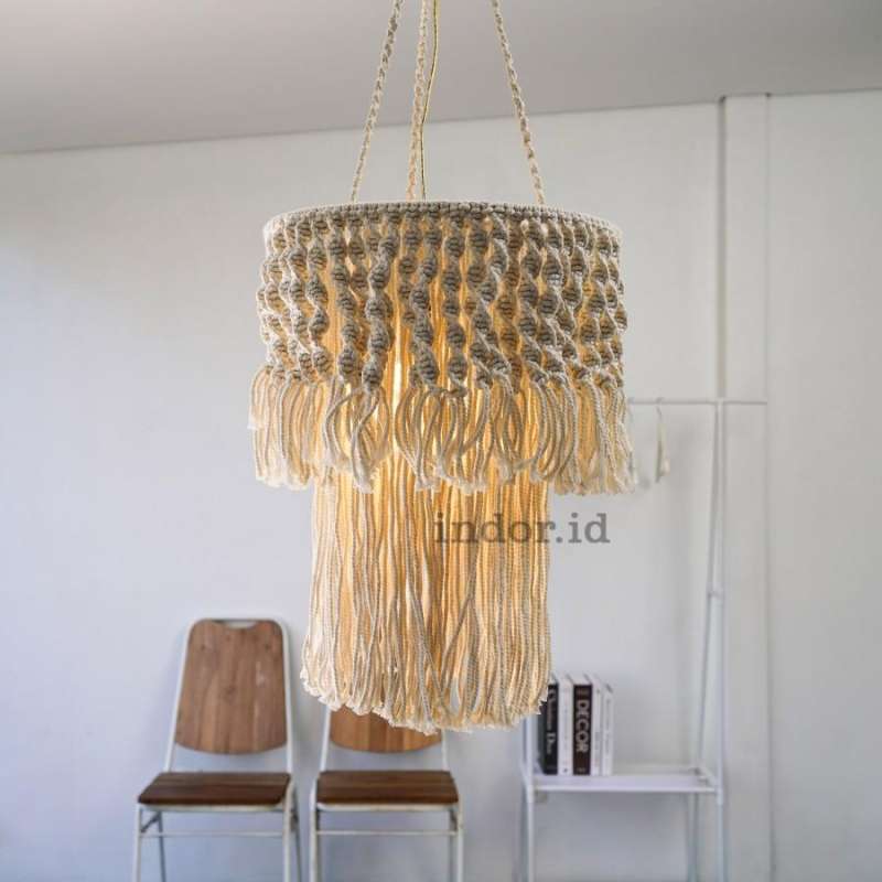 Jual Lampu Gantung Macrame 1set Terbaru/ Kap Lampu Gantung Hias Ruang ...