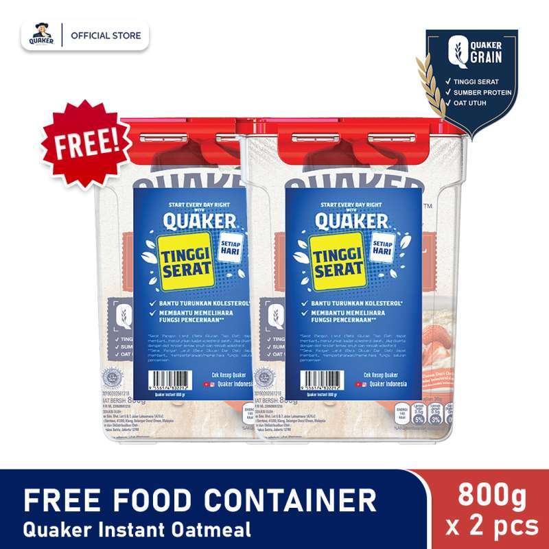 Promo Beli 2 Lebih Hemat QUAKER Instant Oatmeal [800 g] Free Container ...