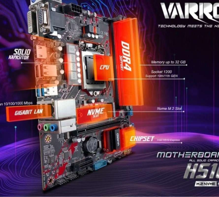 Jual VARRO H510 LGA 1200 DDR4 Intel Motherboard Micro ATX di Seller TF ...