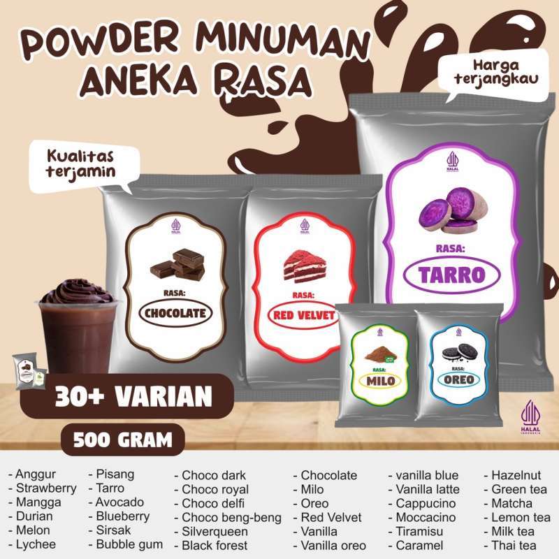 Jual Bubuk Serbuk Minuman Aneka Rasa Bubuk Minuman Kekinian 500Gram Instan Drink Flavor Powder ...