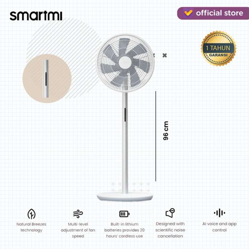 Jual Smartmi Standing Fan 3 Portable 100 Speed Wireless App Screen ...