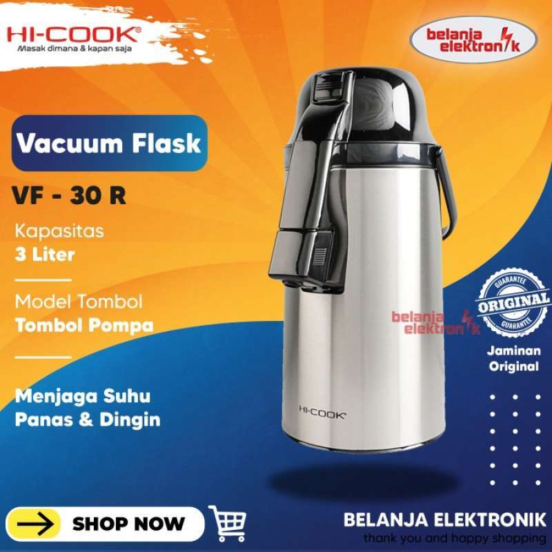 Jual TERMOS AIR PANAS STAINLESS HI-COOK VACUUM FLASK THERMOS VF-30R 3 ...
