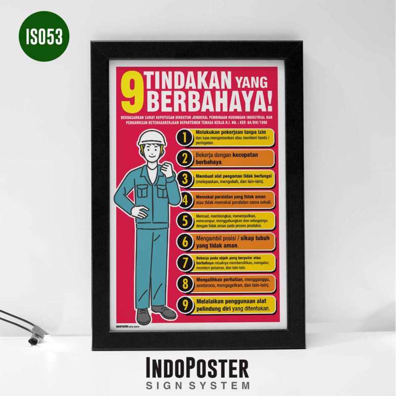 Jual Poster K3 Safety 9 Tindakan yang Berbahaya A3 45X30cm di Seller ...