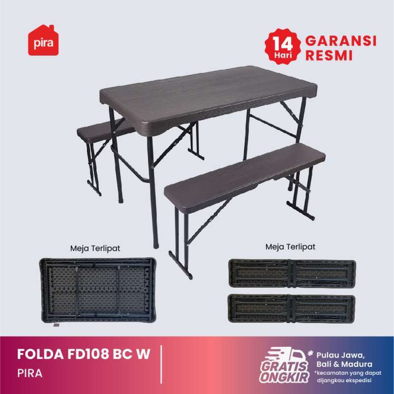 Promo PIRA - FOLDA FD108 BC W Set Meja Lipat Outdoor / Meja Serbaguna ...