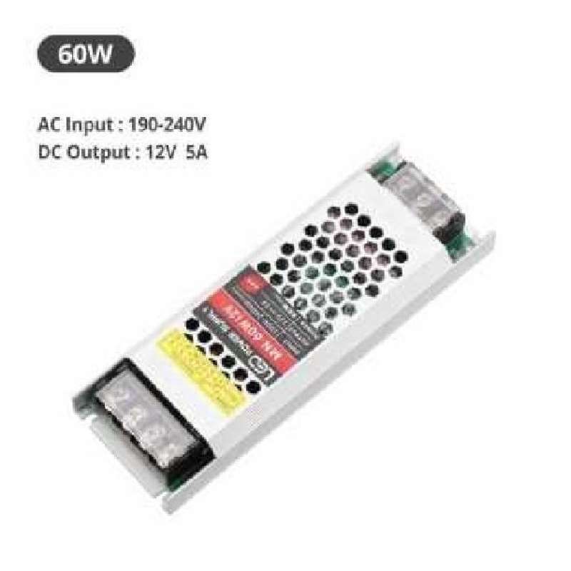 Jual Power Supply Transformer AC to DC 12V 60W for LED Strip MN-60W di ...