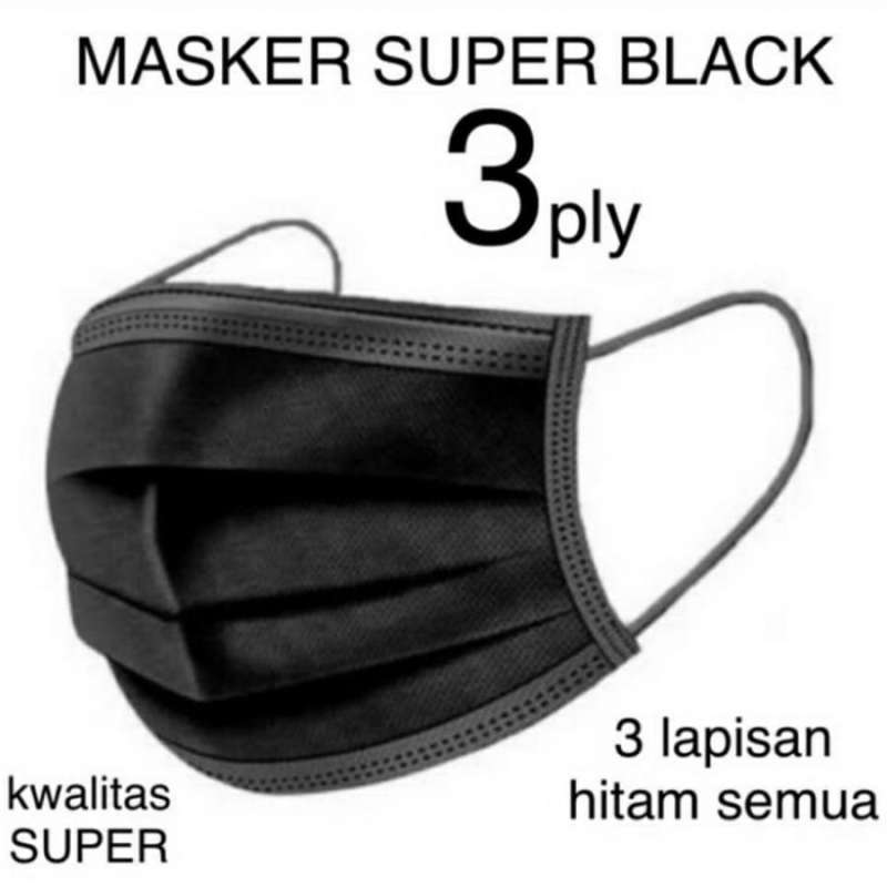 Jual Masker Hitam 3 ply Earloop isi 50 Pcs di Seller Kaliank_Store ...