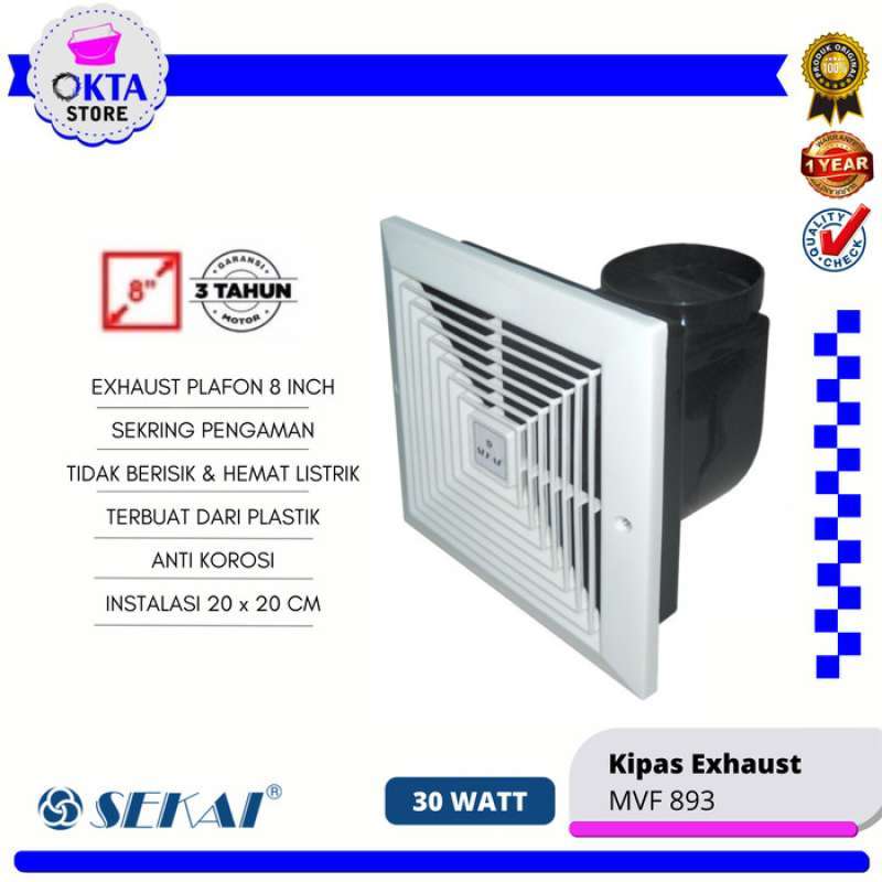 Promo Sekai Exhaust Fan Plafon 8inch MVF893 20CM 30 Watt Diskon 32% di ...