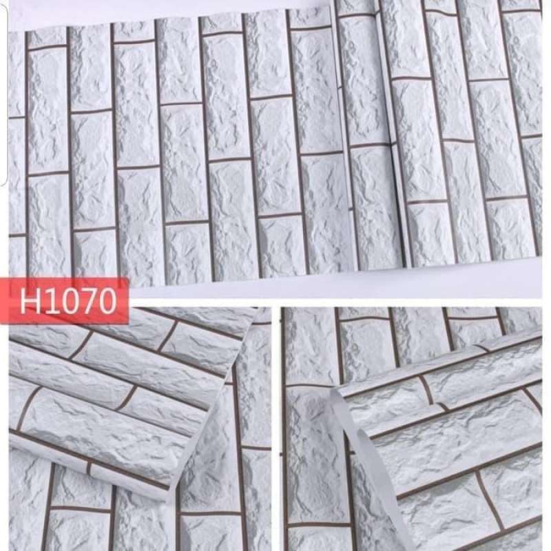 Jual Wallpaper Bata block white 3D 45cm x 10mtr || Wallpaper Dinding di ...