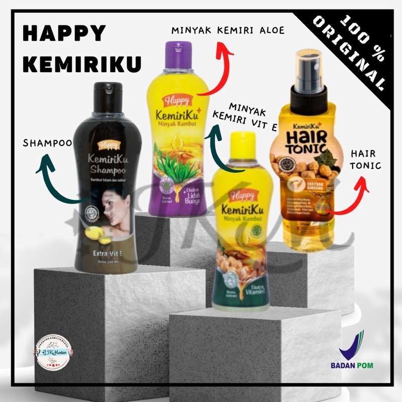 Jual HAPPY KEMIRIKU SHAMPOO ALOEVERA HAPPY KEMIRIKU HAIR TONIC GISENG ...