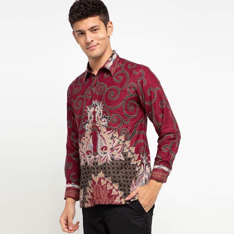 Promo Batik Arjunaweda Sawat Daun Hati Kemeja Batik Pria - Merah ...