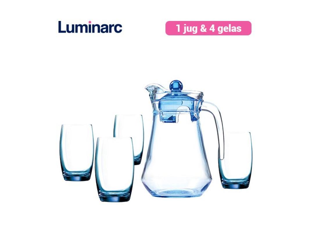 Jual Luminarc Beverage Set ARC Jug Ice Blue 1,3 Ltr [5 Pcs] di Seller ...