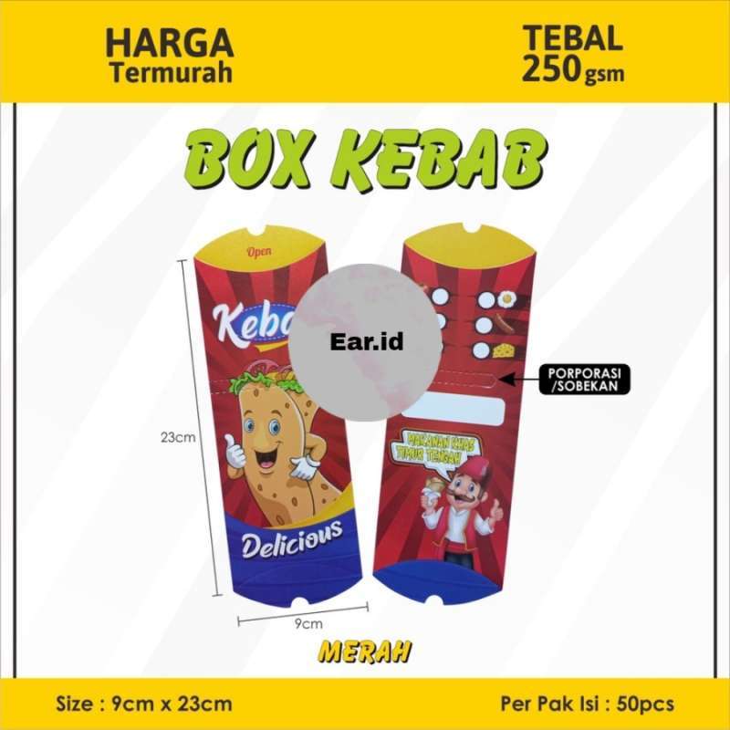 Jual Dus Box Kemasan KEBAB (isi 50pcs) MERAH di Seller lunch box paper ...