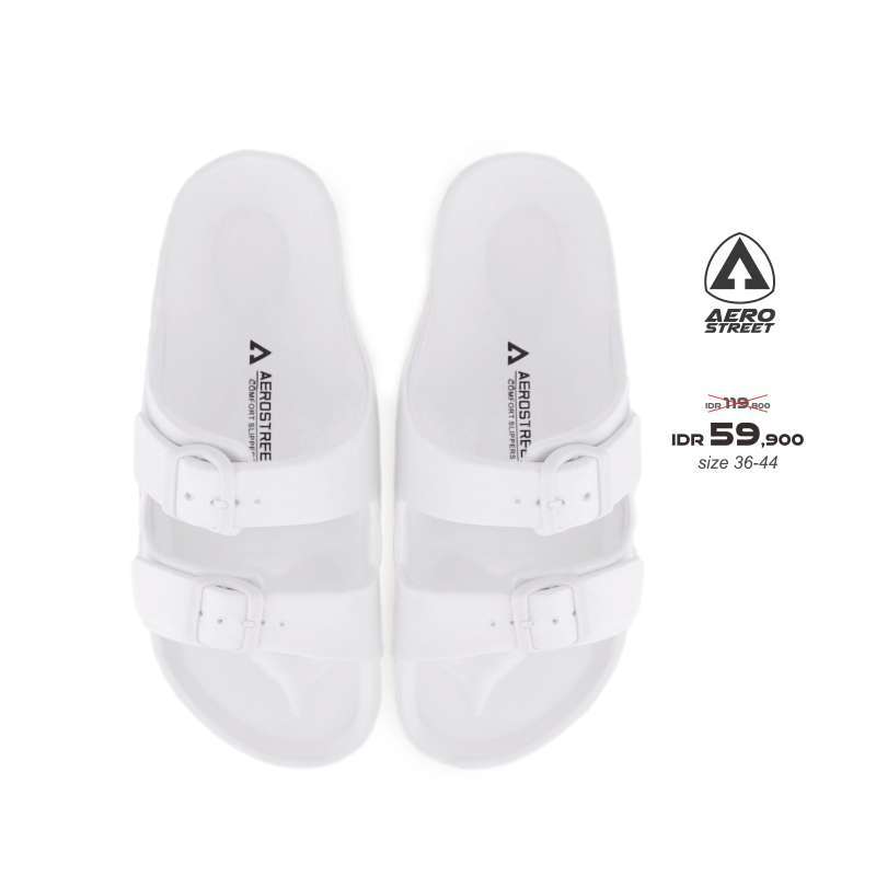 Promo Aerostreet 36-44 Conifer Putih - Sandal Sendal Selop Slip On ...