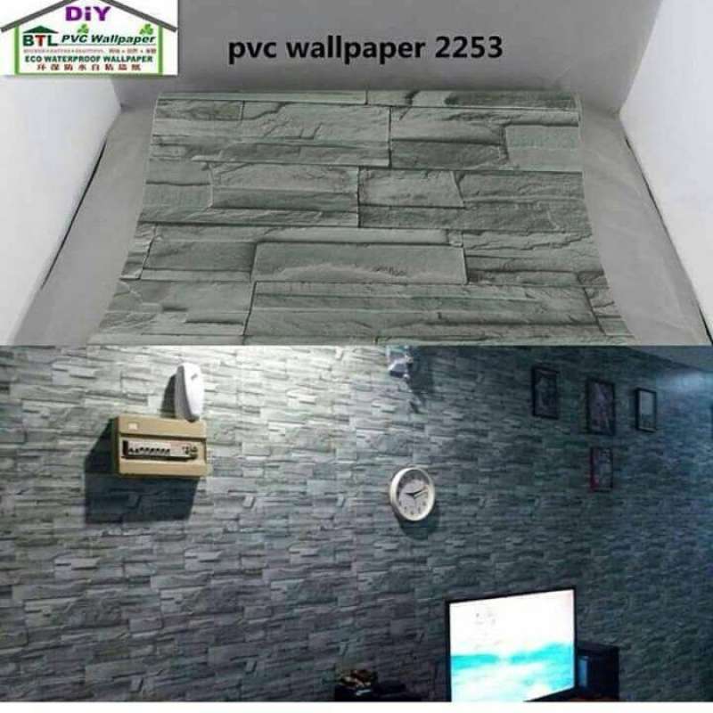 Promo Wallpaper Sticker Dinding Batu Alam Abu2 Diskon 5% Di Seller ...