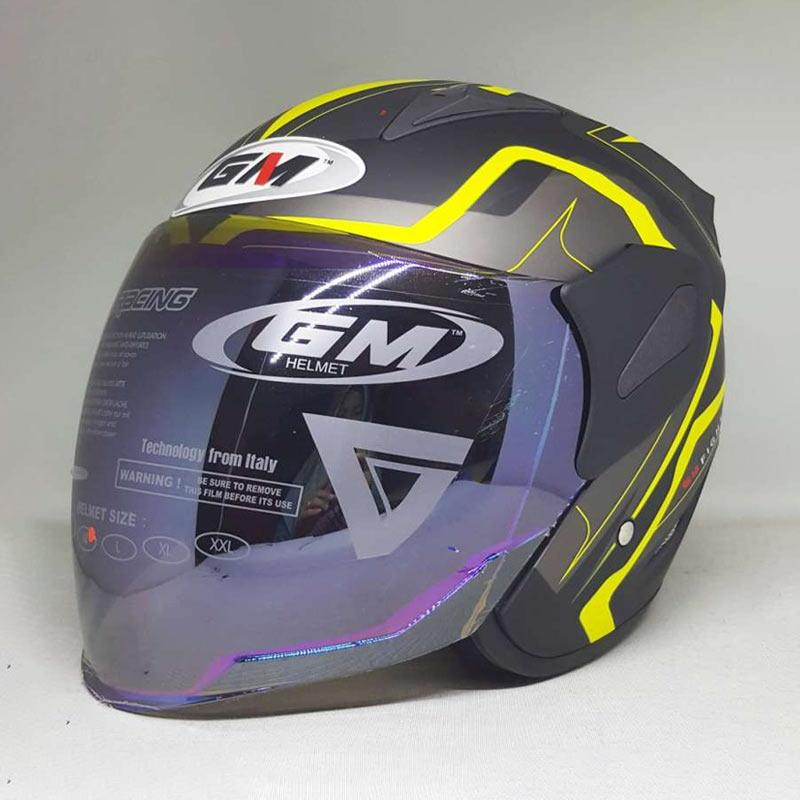 Jual Gm Fighter Gv2 Helm Half Face - L Matte Black Yellow Di Seller ...