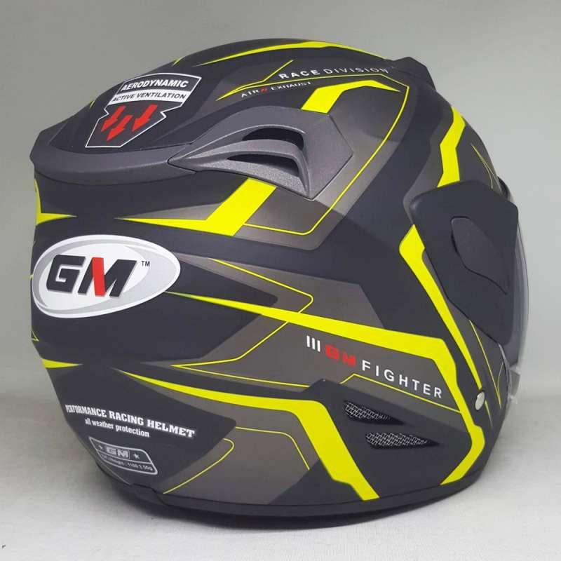 Jual Gm Fighter Gv2 Helm Half Face - L Matte Black Yellow Di Seller ...