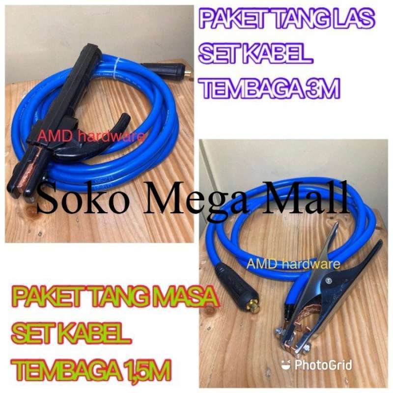 Promo Available Tang las set 200a + tang masa 300a + kabel las tembaga ...