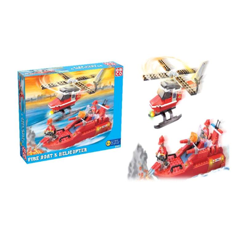 Jual Emco Brix Fire Boat & Helicopter Mainan Anak Mainan Bloks Di ...