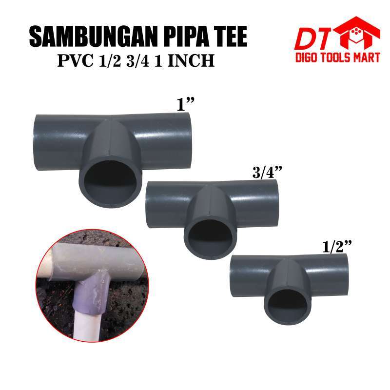 Jual Tee Pipa Pvc 1/2 Inci 3/4 Inci 1 Inci Sambungan T Pipa Paralon Di ...
