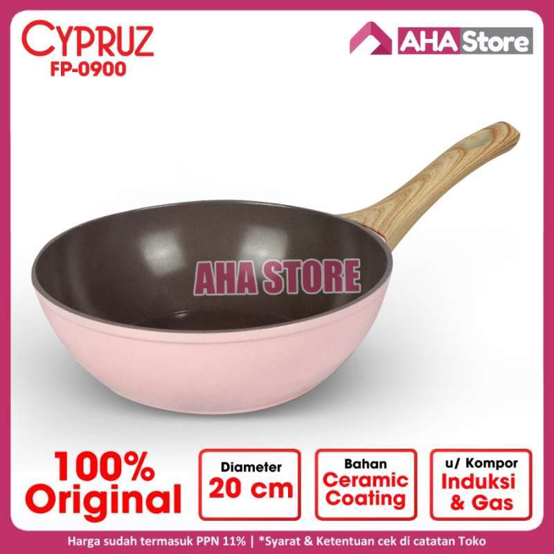 Jual Cypruz Fry Wok Pan Penggorengan Wajan Pink Ceramic 20 cm FP-0900 di Seller AHA OFFICIAL ...