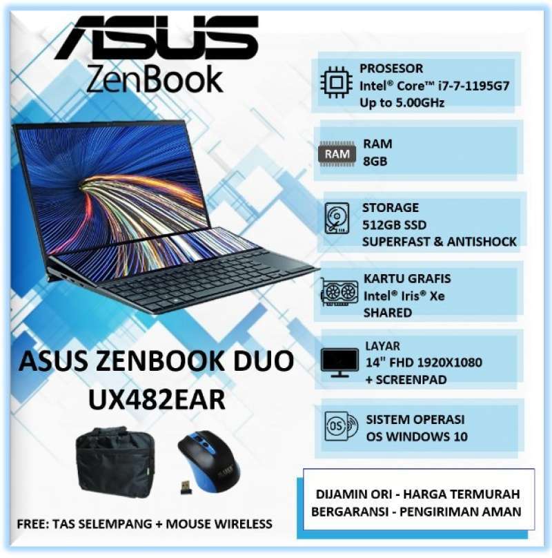 Jual Laptop Asus Zenbook Duo Ux482ear - Celestial Blue [intel I7 Evo ...